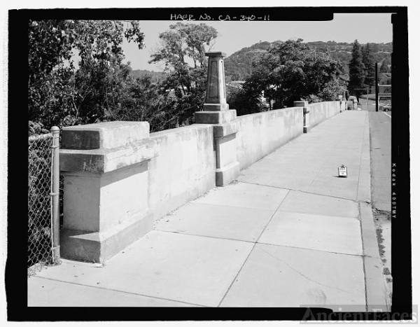 Parapet on the north side, showing columns and abutments,...