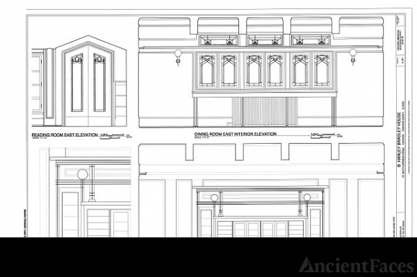 Dining Room East and West Interior Elevations, Reading...
