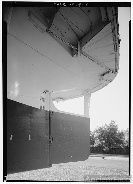 9. Port side view of rudder and steering chain system.