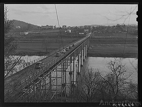 Bridge into Radford, Virginia. The Hercules powder plant...