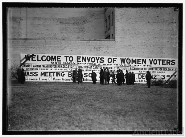 WOMAN SUFFRAGE SIGN: WELCOME TO ENVOYS OF WOMEN VOTERS