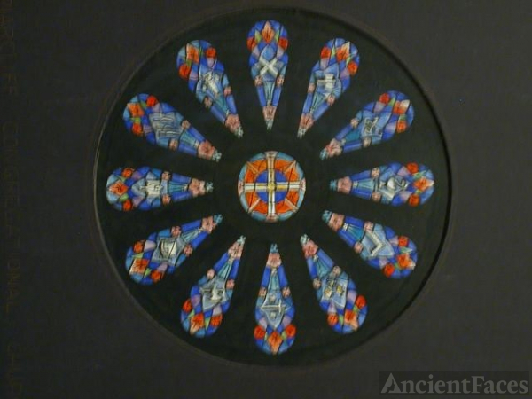 [Design drawing for stained glass Rose window for...