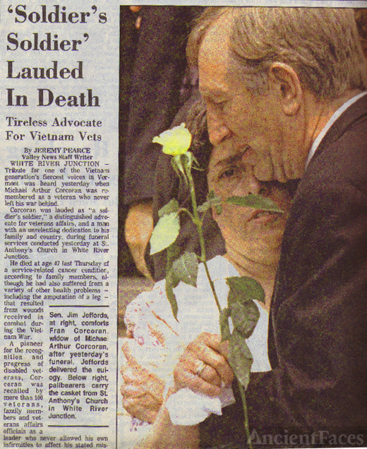 Senator Jeffords comforts widow