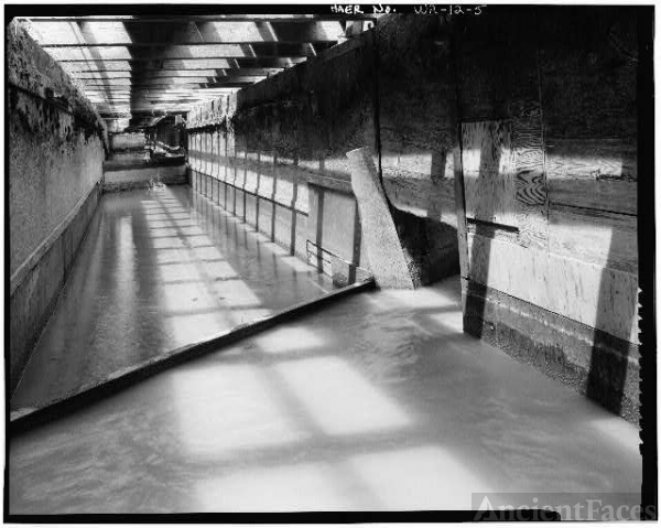 5. VIEW FROM FLUME OF ROCK CHUTE #1, SHOWING SINGLE SHEAR...