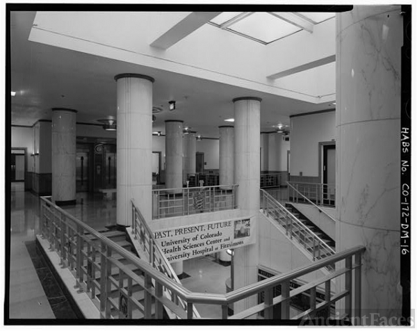 First floor lobby, showing stairs to ground floor