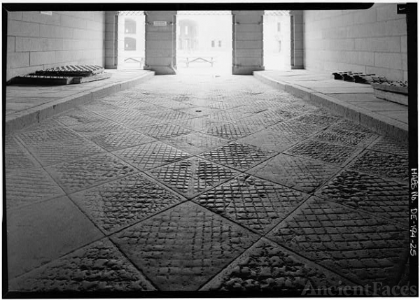 25. FLOOR OF SALLY PORT ENTRANCE, DETAIL, LOOKING EAST