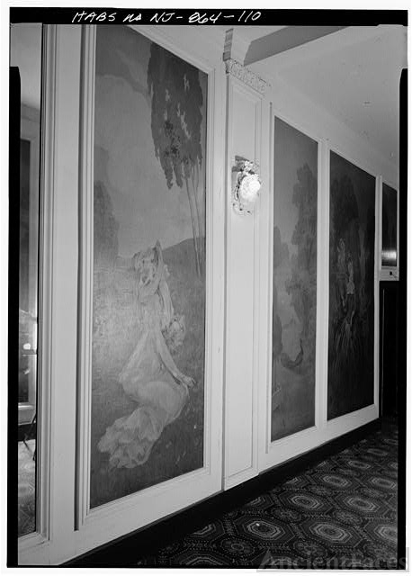 110. DETAIL OF WALL PAINTINGS IN THE GROUND FLOOR HALLWAY...