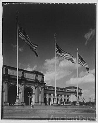 Union Station. Flags in front of Union Station II