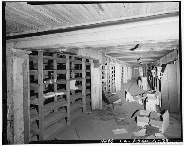 Interior view of loading dock basement facing east and...