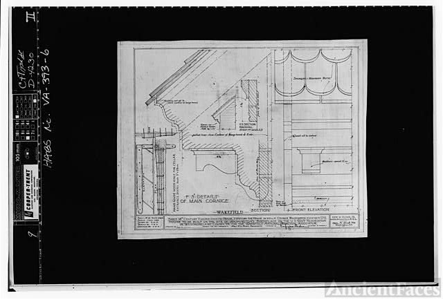 6. DETAILS OF MAIN CORNICE; ELEVATION AND PLAN OF HAND...