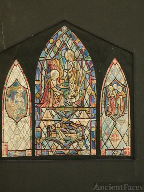 [Design drawing for stained glass window with...