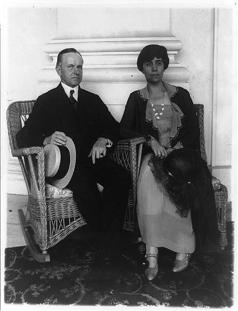[Calvin Coolidge and his wife, full-length portrait,...