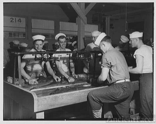 Bainbridge Naval Training Station. Barracks wash room