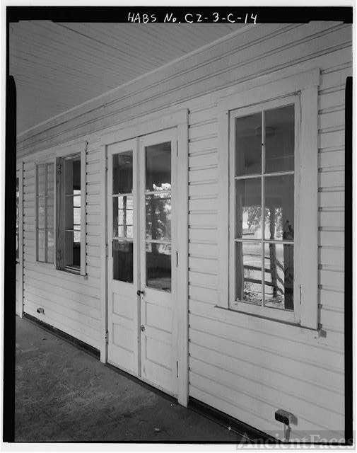 Detail of central entry inside front porch, facing...