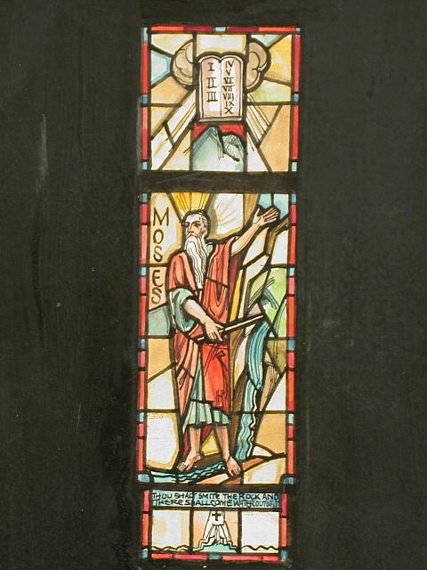 [Design drawing for stained glass with Moses and...