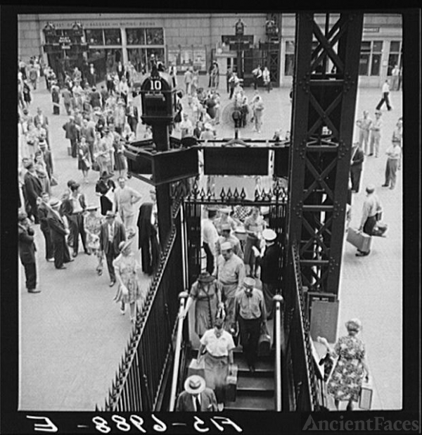 New York, New York. Train gate at the Pennsylvania...