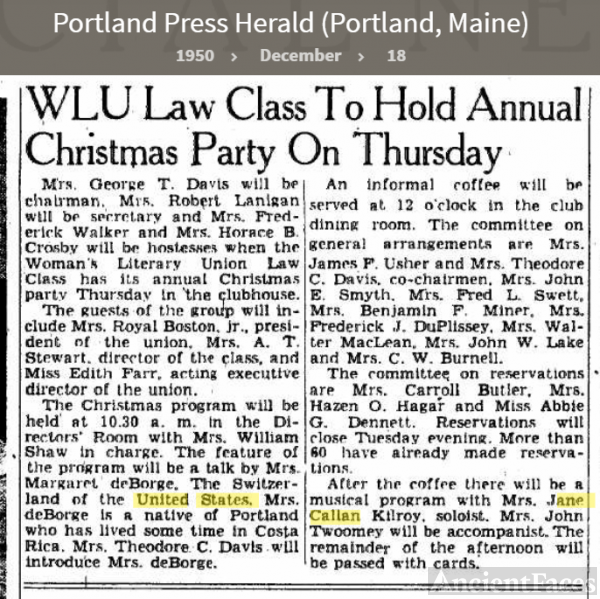 Jane Agnes-Jennie- Callan-Kilroy--Portland Press Herald (Portland ...