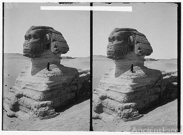 Egyptian views; The pyramids of Gizeh. Profile view of...