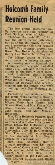 Holcomb Family Reunion Held