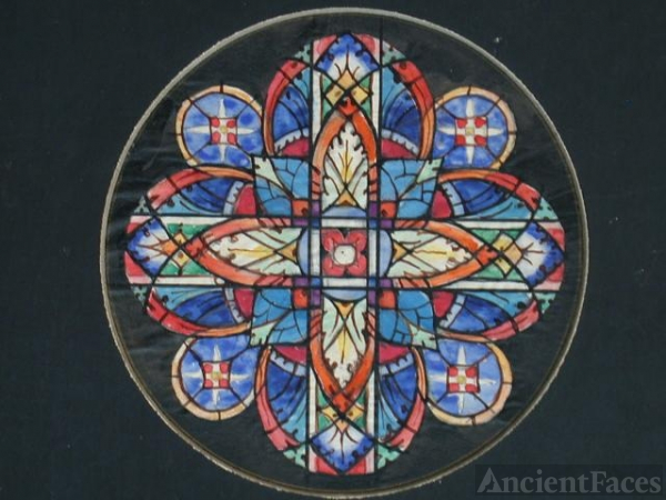 [Design drawing for stained glass Rose Window]