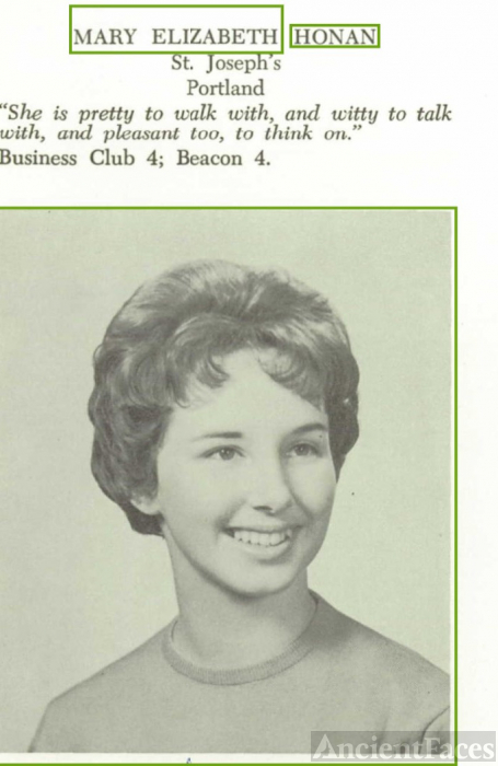Mary Elizabeth Honan --U.S., School Yearbooks, 1900-1999(1962)