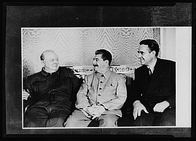 Official pictures of meeting of Stalin, Churchill,...