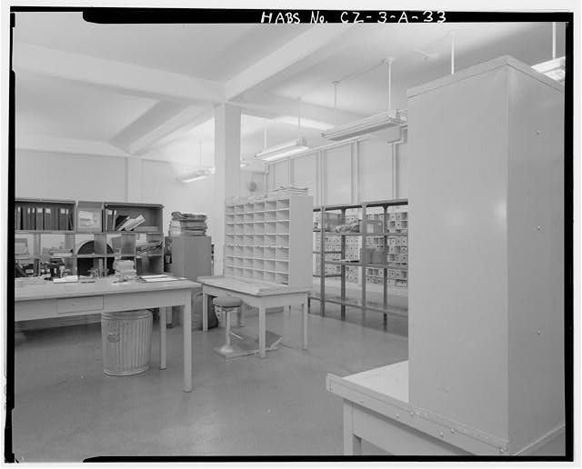 Interior view of post office work room, facing south.