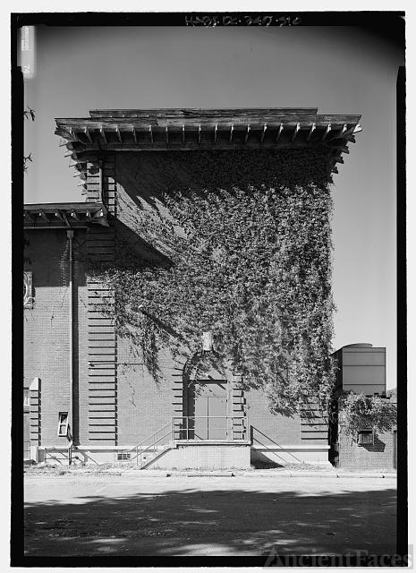 Detail view of fly loft, east elevation - St. Elizabeths...