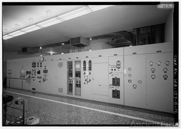 Interior of Right Powerhouse, showing control panel for...