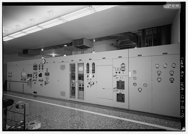 Interior of Right Powerhouse, showing control panel for...