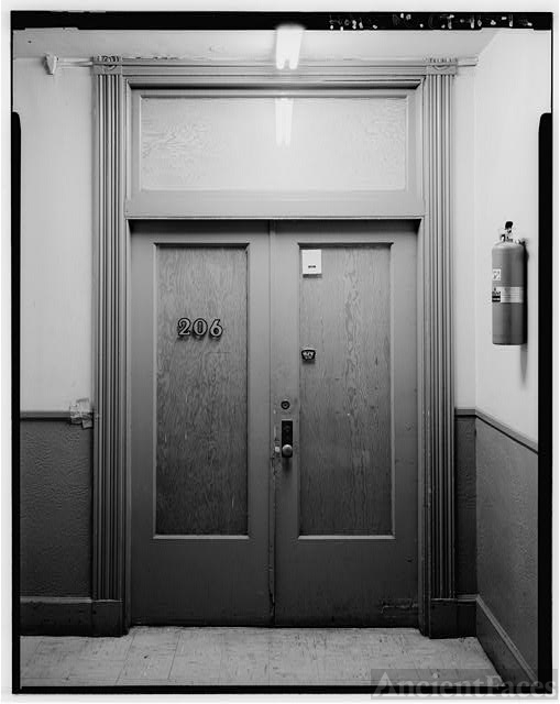 12. VIEW EAST, DOUBLE DOOR AT EAST END OF FRONT CORRIDOR,...