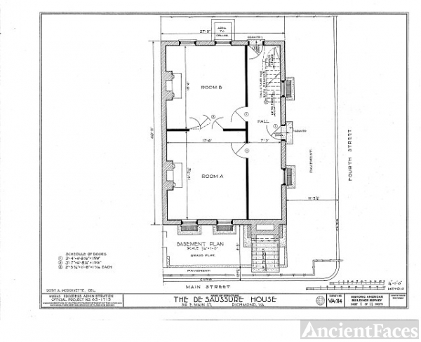 HABS VA,44-RICH,16- (sheet 1 of 11) - De Saussure House,...