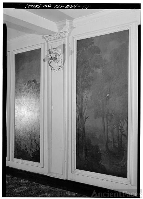 111. DETAIL OF WALL PAINTINGS ON THE GROUND FLOOR HALLWAY...