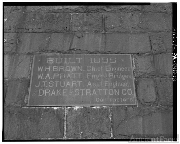 Builder's plate at east end of pier. - Pennsylvania & New...