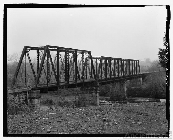 2. Three-fourths view of bridge showing truss spans 1, 2,...