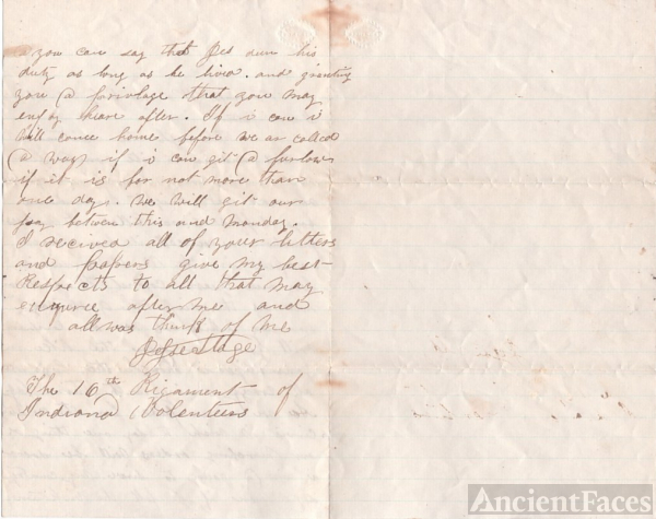 Civil War Letter Page 2