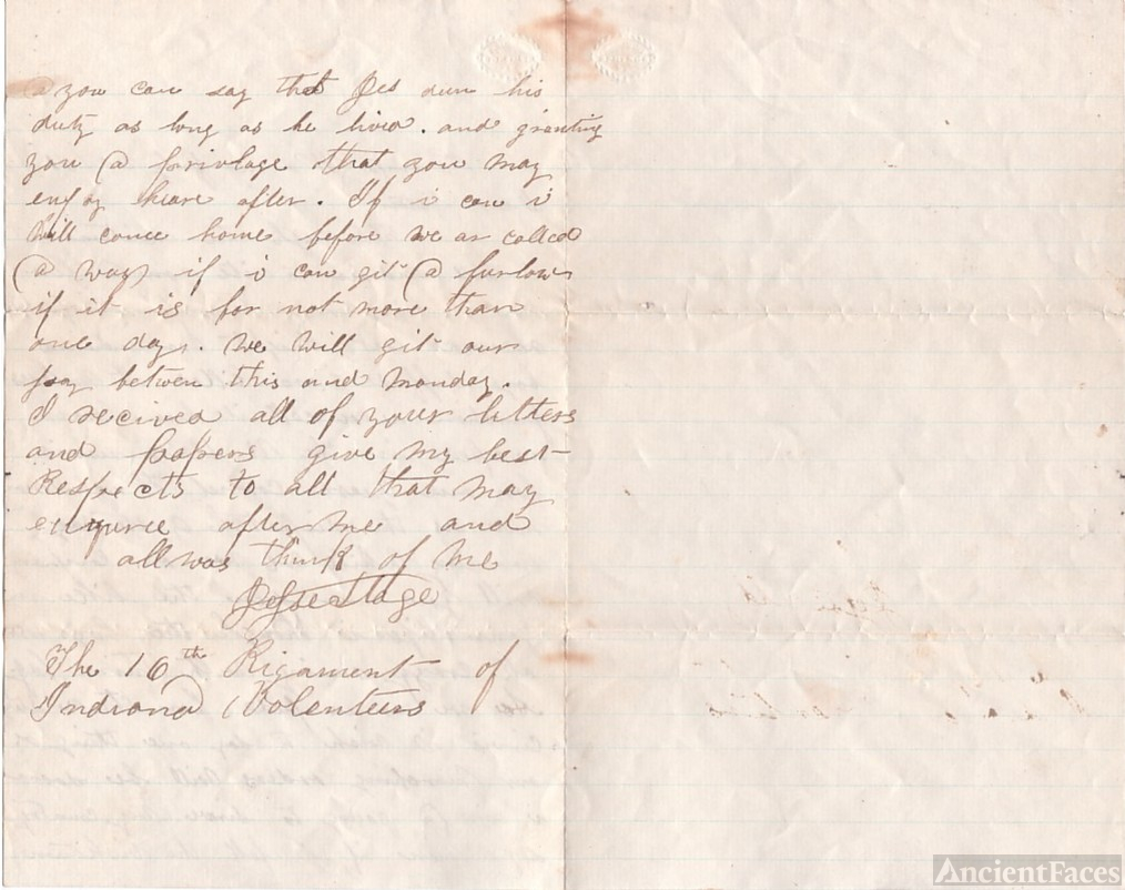 Civil War Letter Page 2