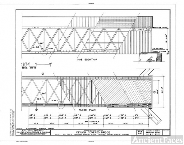 Side Elevation, Floor Plan - Ceylon Covered Bridge,...