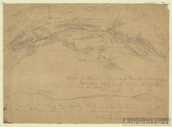 Sketch map of the battle of Gettysburg, made while on the...