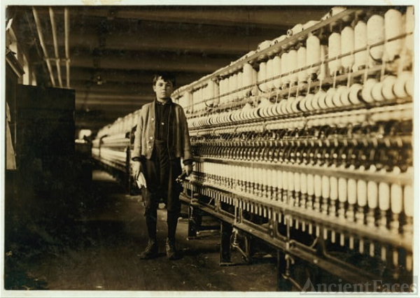 Andrew Stefanik, a bobbin boy, works as spare boy. (See...