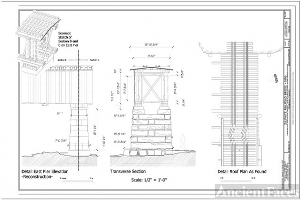 Detail East Pier Elevation, Transverse Section, Detail...