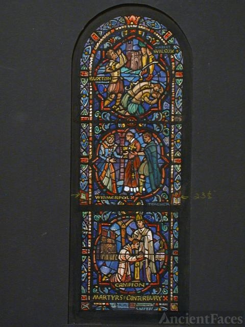 [Design drawing for stained glass window with Martyrs of...