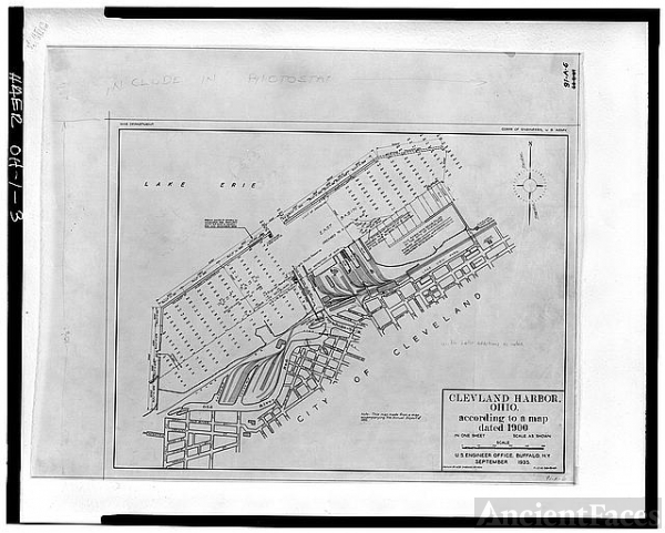 3. Photocopy of 1900 map of Cleveland Harbor, from Corps...