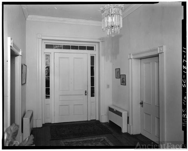 11. FIRST FLOOR, HALL: MAIN DOOR FROM PORTICO AND TYPICAL...