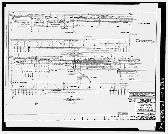 16. Dry Dock No. 4. Longitudinal Section. Subdivision...