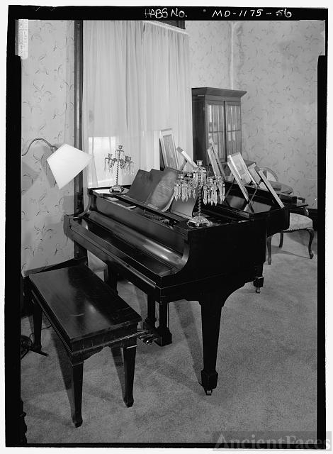 Parlor/music room (108), first floor, west wall & detail...