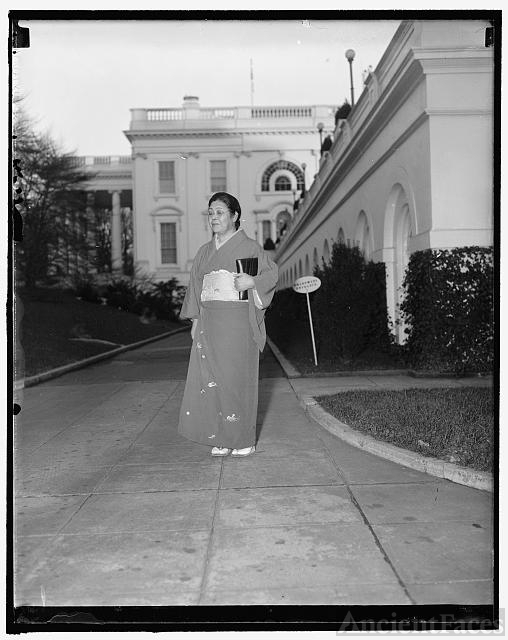 Japanese women's leader is received by first lady....