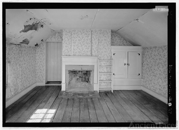 Interior view, second floor, east room, elevation view of...