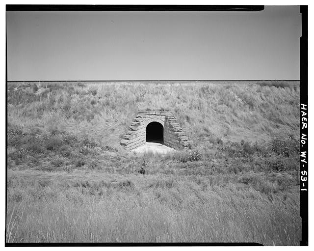 1. Stone arch culvert, south facade, distant view to...
