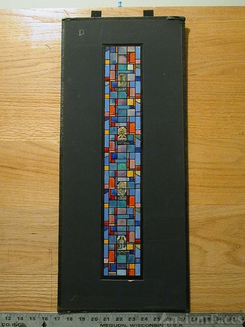 [Design drawing for stained glass window with 4...